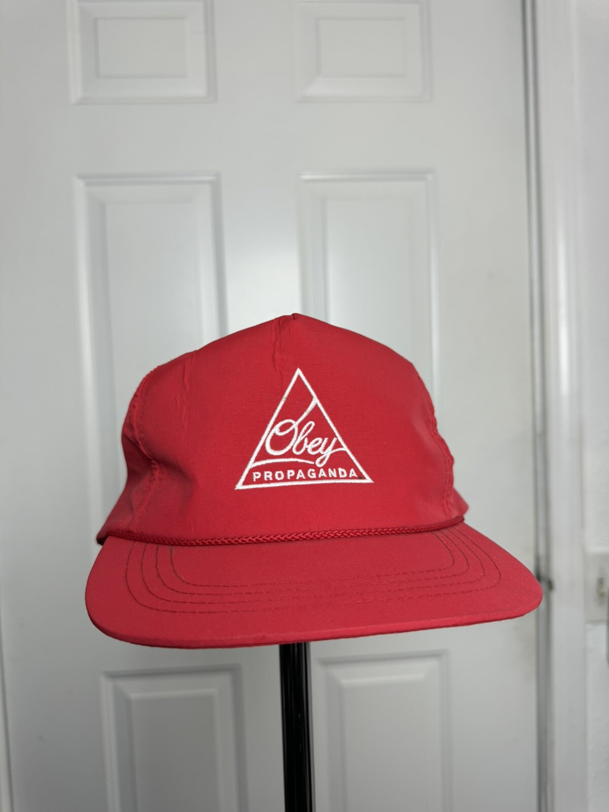 Obey Propaganda Red Triangle 5-Panel Cap - Rare Sample - Gem