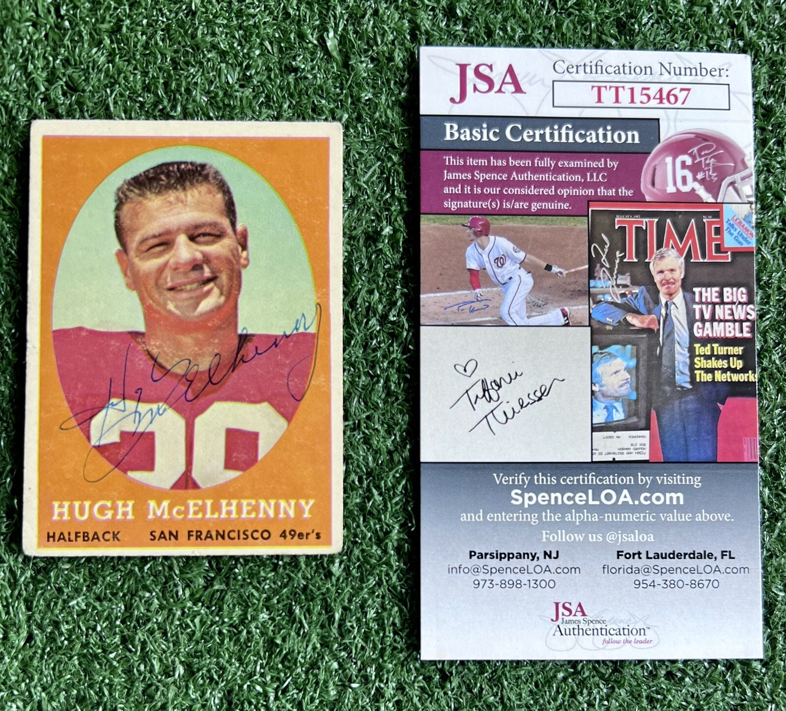 1958 Topps HUGH MCELHENNY Autograph JSA AUTO San Francisco 49ers Hall ...