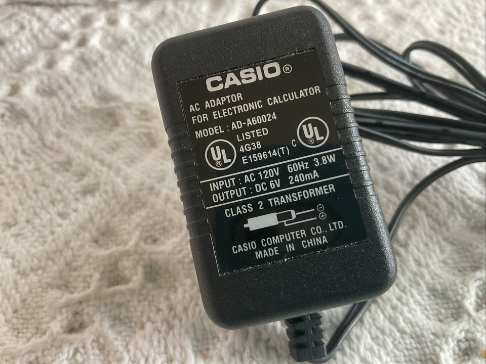 Genuine Casio Charger AC/DC Adapter for HR-100TM Plus Printing ...