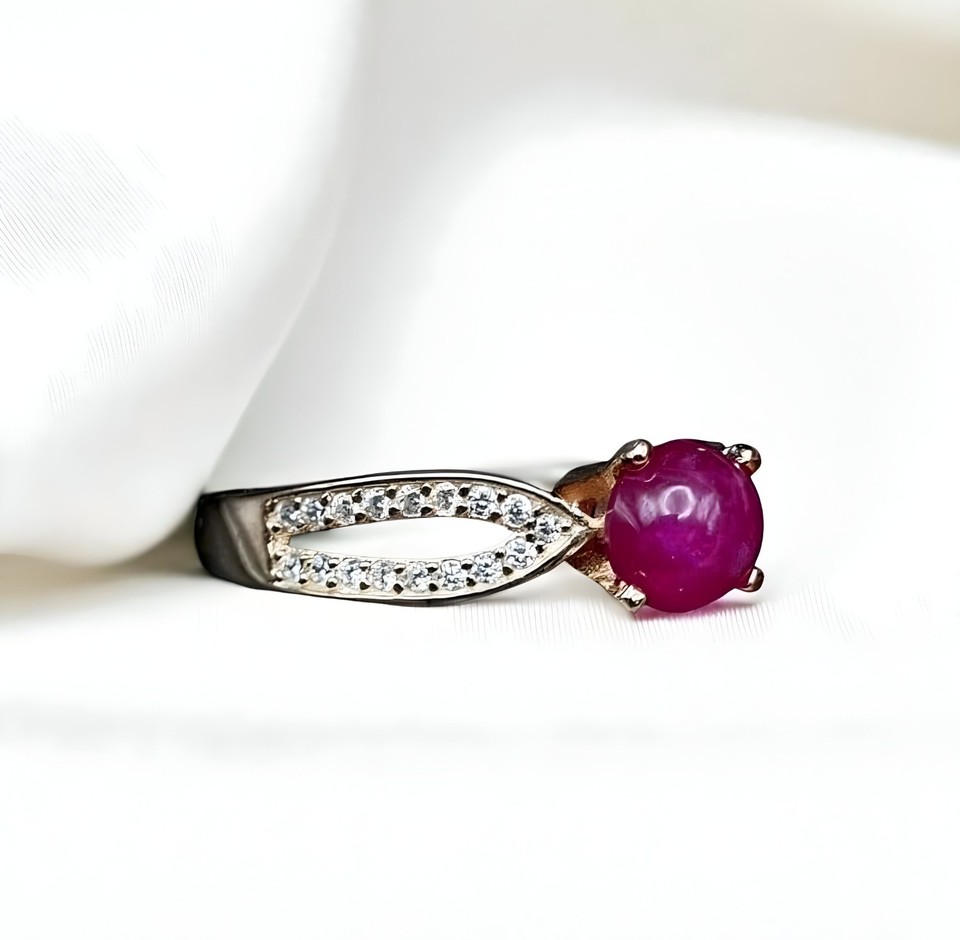 Dark Red Ruby Ring 925 Sterling Silver Ring For Women's Engagement Ring ...