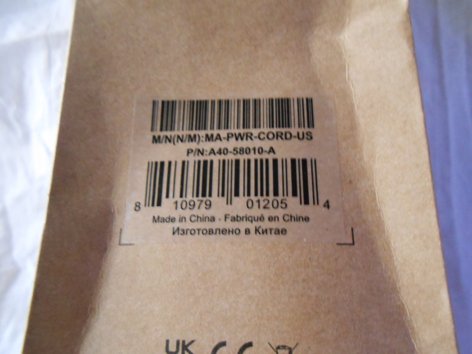 NEW Genuine Cisco Meraki MA-PWR-CORD-US A40-58010 Notched Power Cord ...