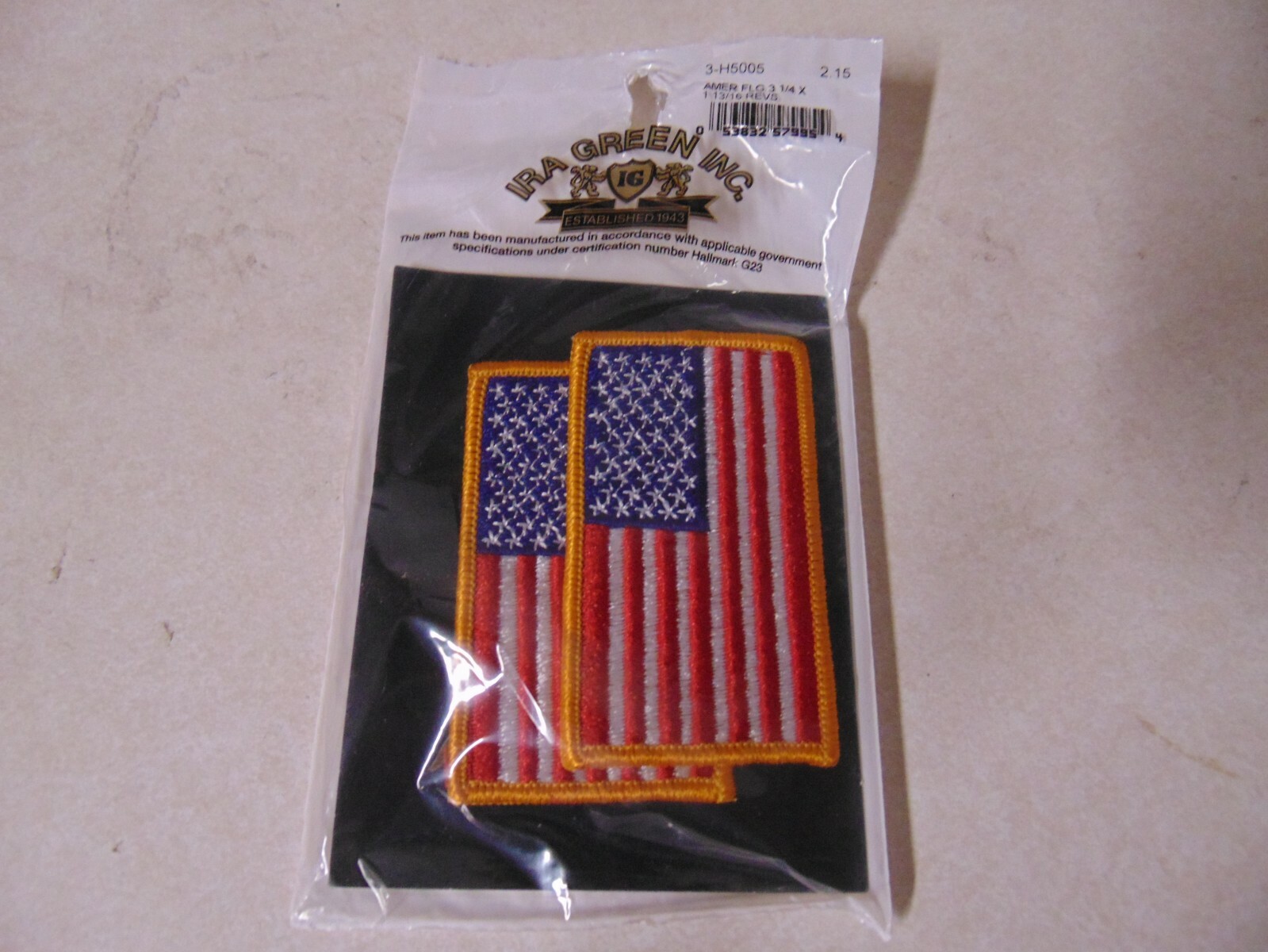 PATCH MILITARY US AMERICAN FLAG REVERSE FACING SEW ON SET OF 2 SIZE 3 ...
