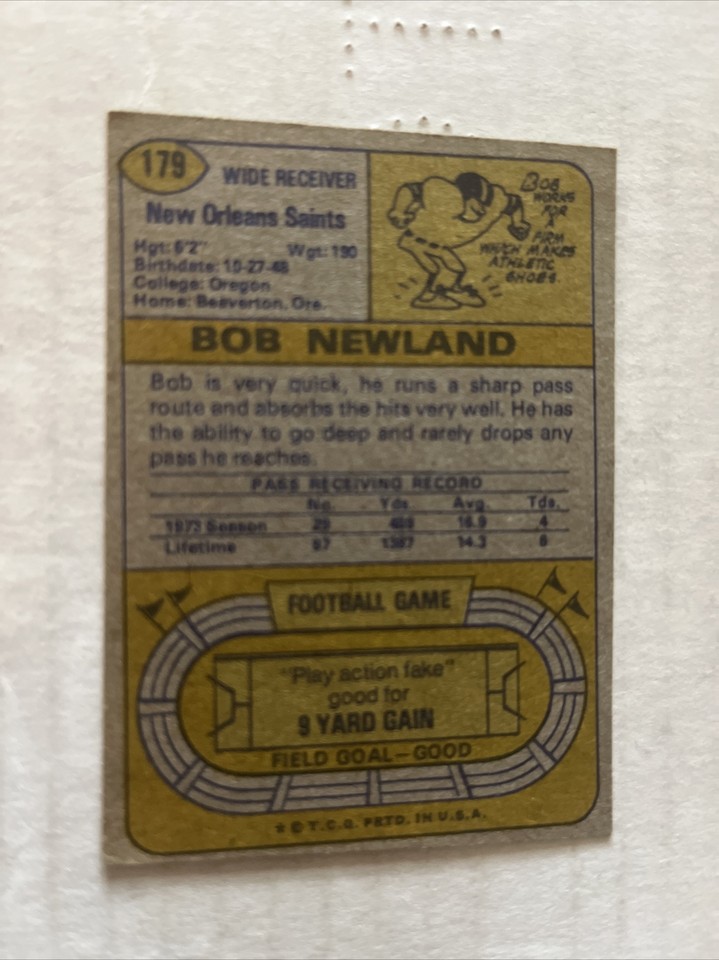 1974 Bob Newland New Orleans Saints Topps Football Card #179 | eBay