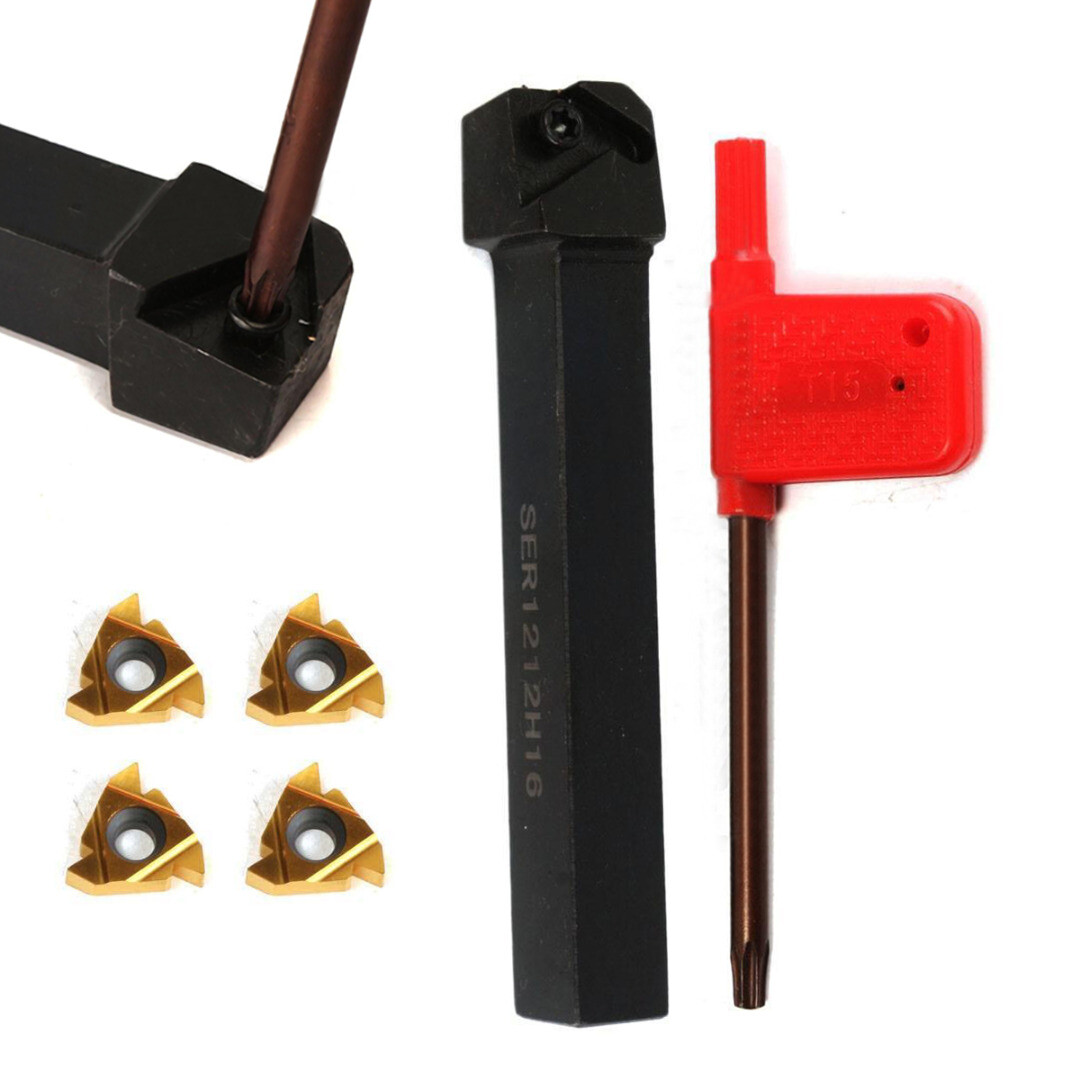 4Pcs 16ER AG60 Threading Insert + 12mm SER1212H16 Lathe CNC Cutting ...