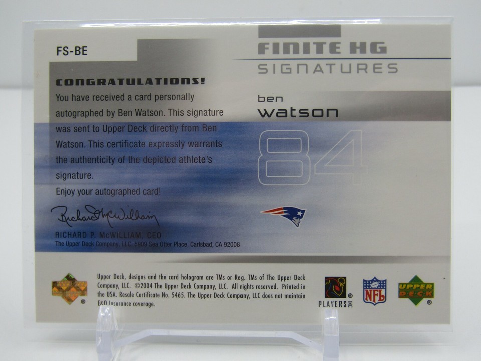 BEN WATSON 2004 UPPER DECK FINITE HG SIGNATURES AUTOGRAPH AUTO ...