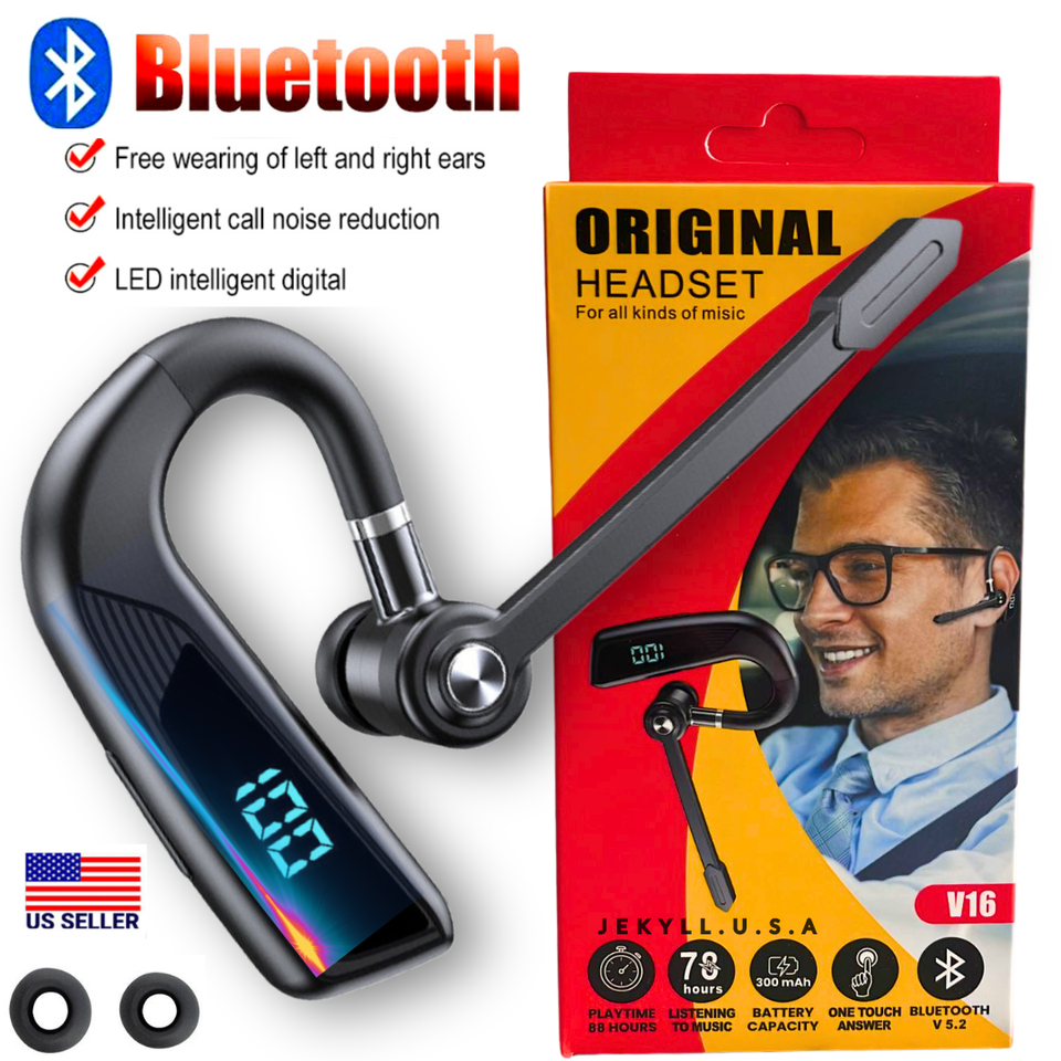 Bluetooth 5.2 Earpiece Wireless Headset Driving Trucker Earbuds Noise ...