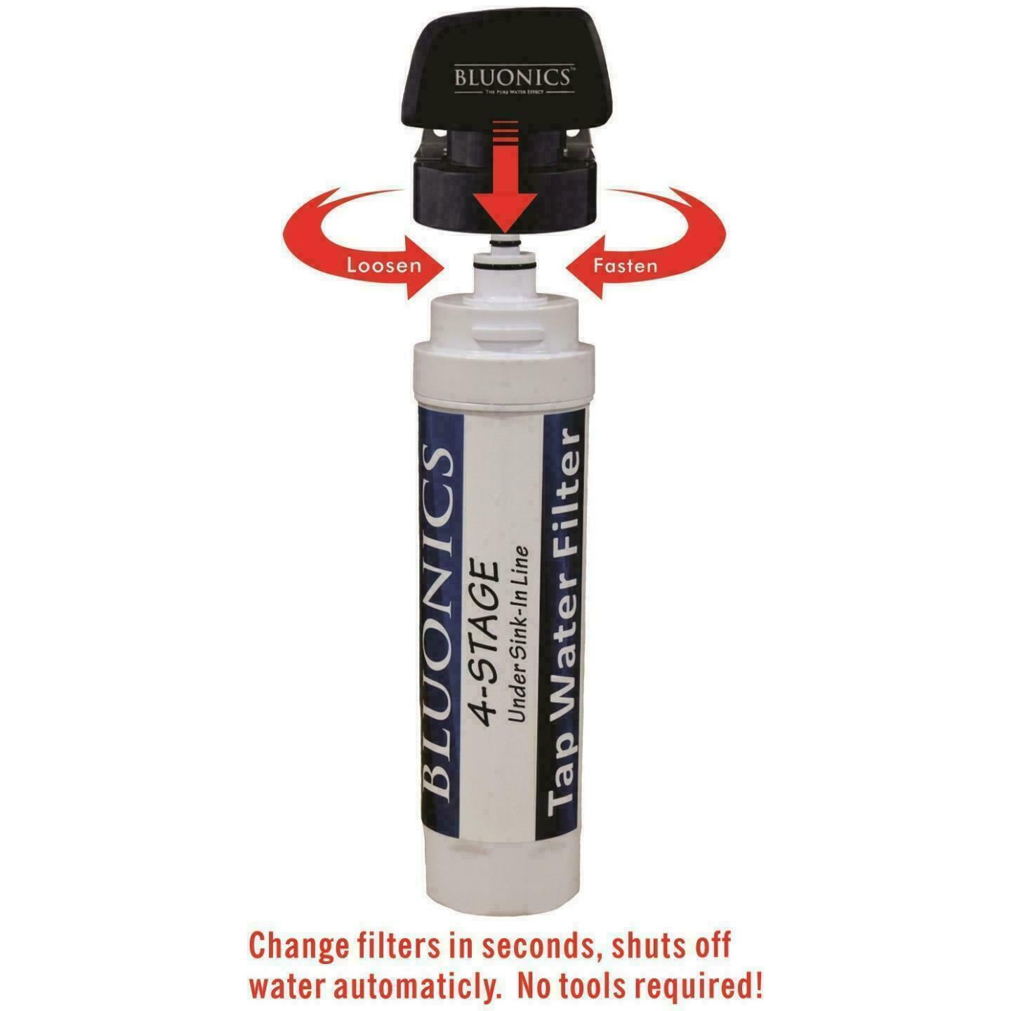 Under Sink 4 Stage Direct In-line Drinking Water Filter System BLUONICS ...