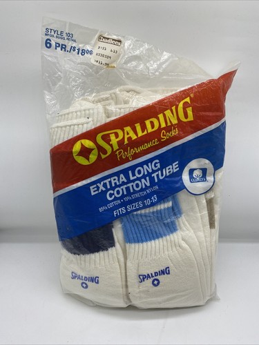 RARE 6 Pack Vintage Spalding Extra Long Tube Socks Striped White NEW ...