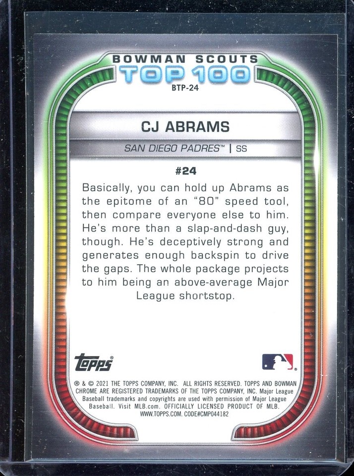 2021 Bowman Chrome Scouts Top 100 CJ Abrams Rc #BTP-24 | eBay