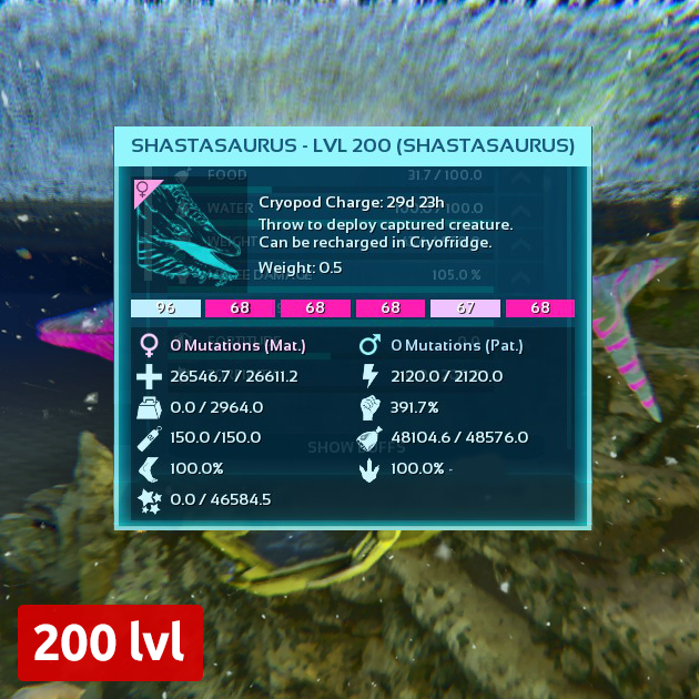 Ark Survival Ascended PVE PC XBOX PS5 Top Stat Shastasaurus Imprinted ...