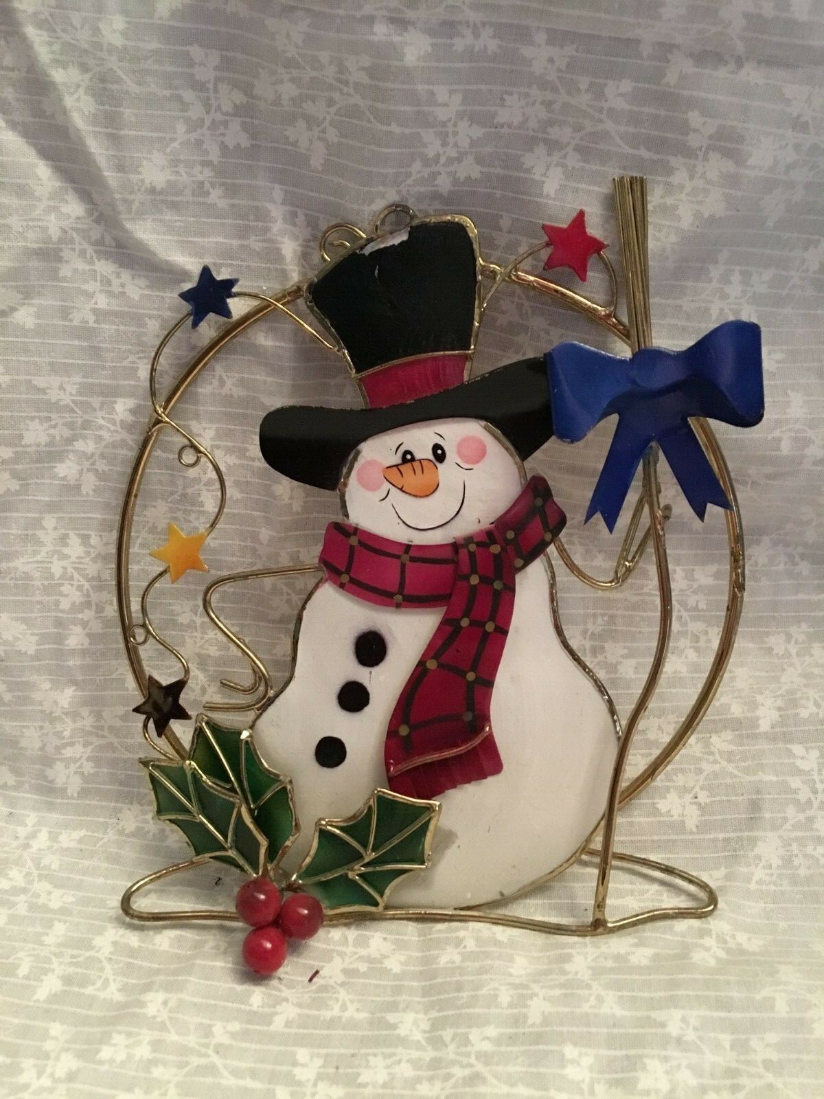 Christmas ornament decoration Wire frame. Snowman seems to be made of a ...