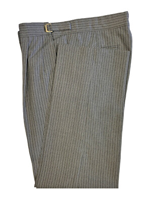 Men's Grey & Black Hickory Striped Pants Long Rise Adjustable 54-56 ...