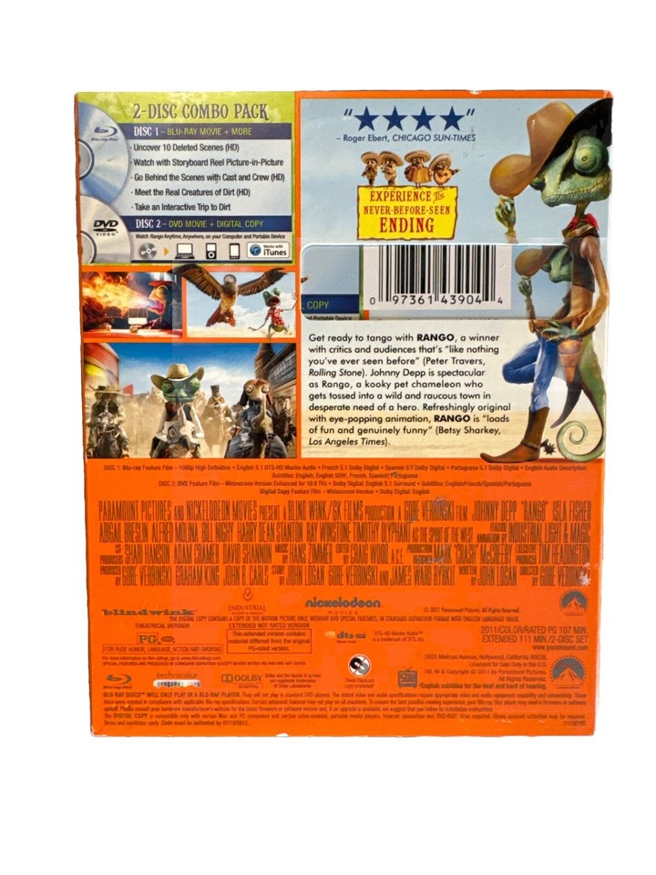 Rango (Blu-ray / DVD, 2-Disc) + OOP Slipcover | eBay