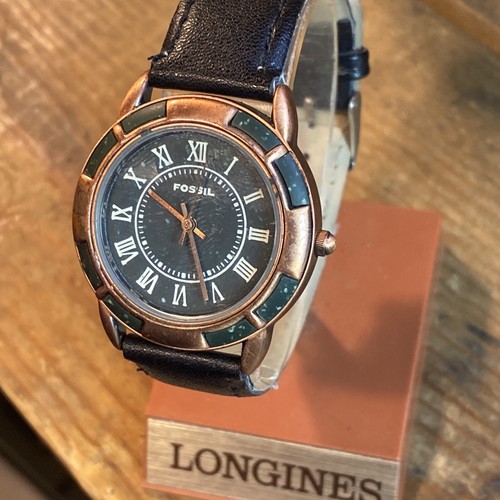 Older Mens Fossil Copper Cased Green Dialed Watch | eBay