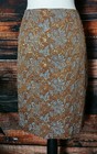 Chetta B Vintage 80s Pencil Skirt Size 10 Metallic Brocade Zip Back ...