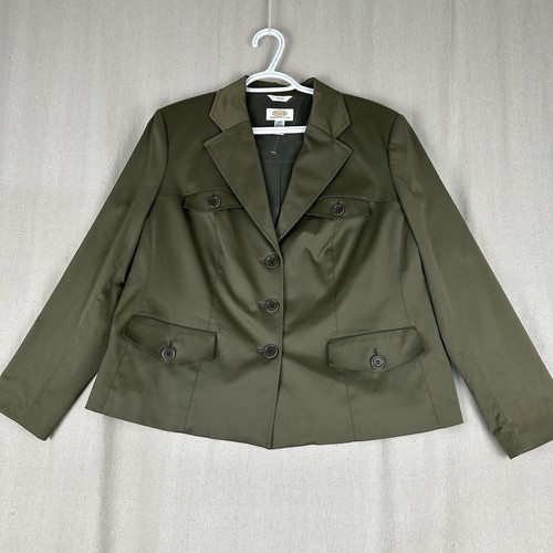 TALBOTS | Stretch Jacket Blazer with Pockets Olive Army Green Women’s ...