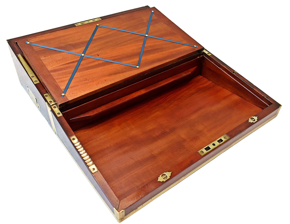 Regency Writing Slope with Book Rest, Inkwells, Secret Draws & Key ...