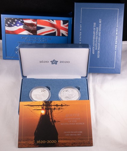 2020 400th Anniv of Mayflower .999 Silver Proof Coin and Medal Set OGP ...