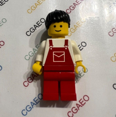 1 x Lego ovr026 Overalls Red with Pocket, Red Legs, Black Ponytail Hair ...