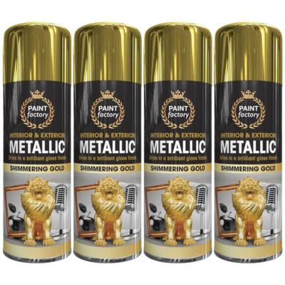 4X Gold Metallic Spray Paint Aerosol Auto Matt Gloss Wood Metal 400ml ...