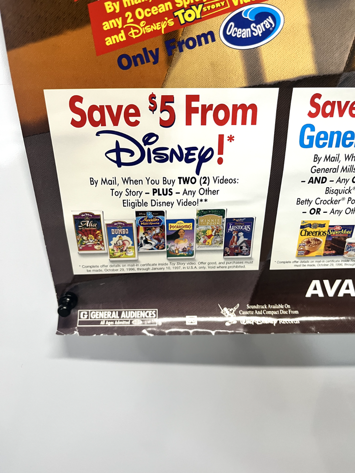 Poster: Toy Story (1995): original VHS video store promo 26x40 | eBay
