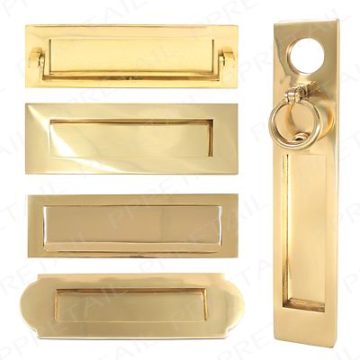 Polished Brass VICTORIAN LETTERBOX RANGE Letter Box Plate Flap Heavy ...