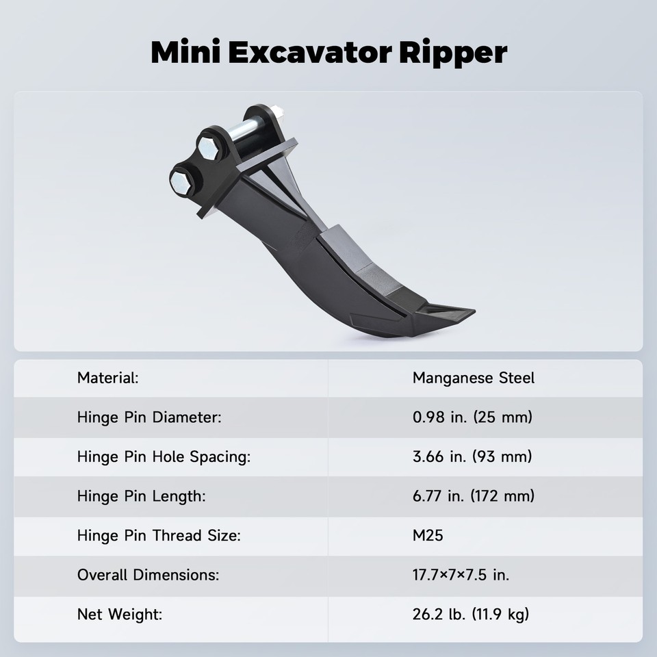 Mini Excavator Ripper Attachment for 1-2 Ton Mini Excavators and ...