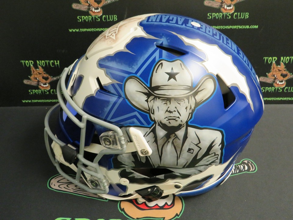 TONY ROMO SIGNED AUTH F/S DALLAS COWBOYS PRESIDENT DONALD TRUMP HELMET ...