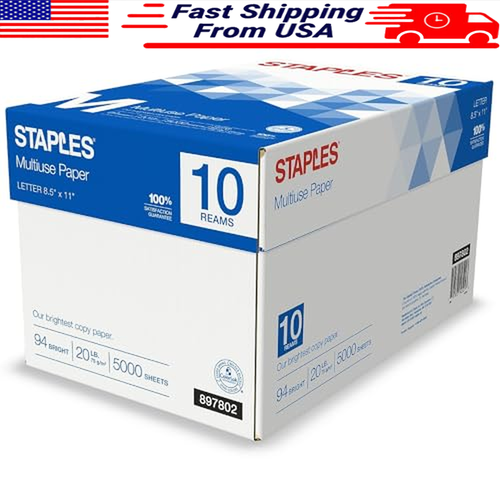 5000 Sheets/case 8.5"X11" White Copy Paper Smooth Finish Laser ＆ Inkjet ...
