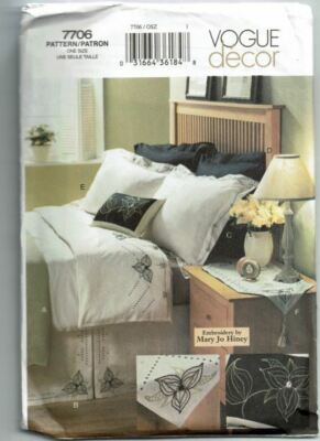 Vogue Sewing Pattern 7706 Embroidered Bedroom Accents Mary Jo Hiney | eBay