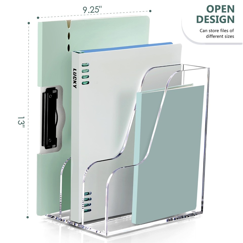 Acrylic Magazine File Holder for Desk Organizers, Clear 3 Vertical ...