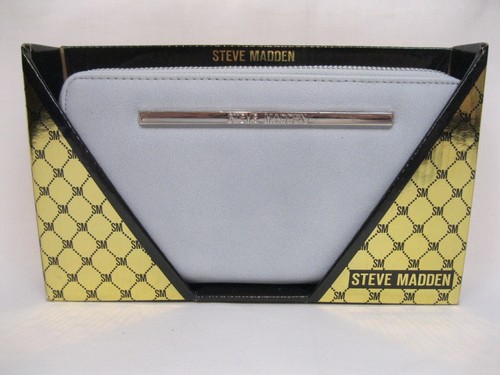 Steve Madden Clutch Wallet Wristlet Purse Handbag Blue Smooth Zip ...