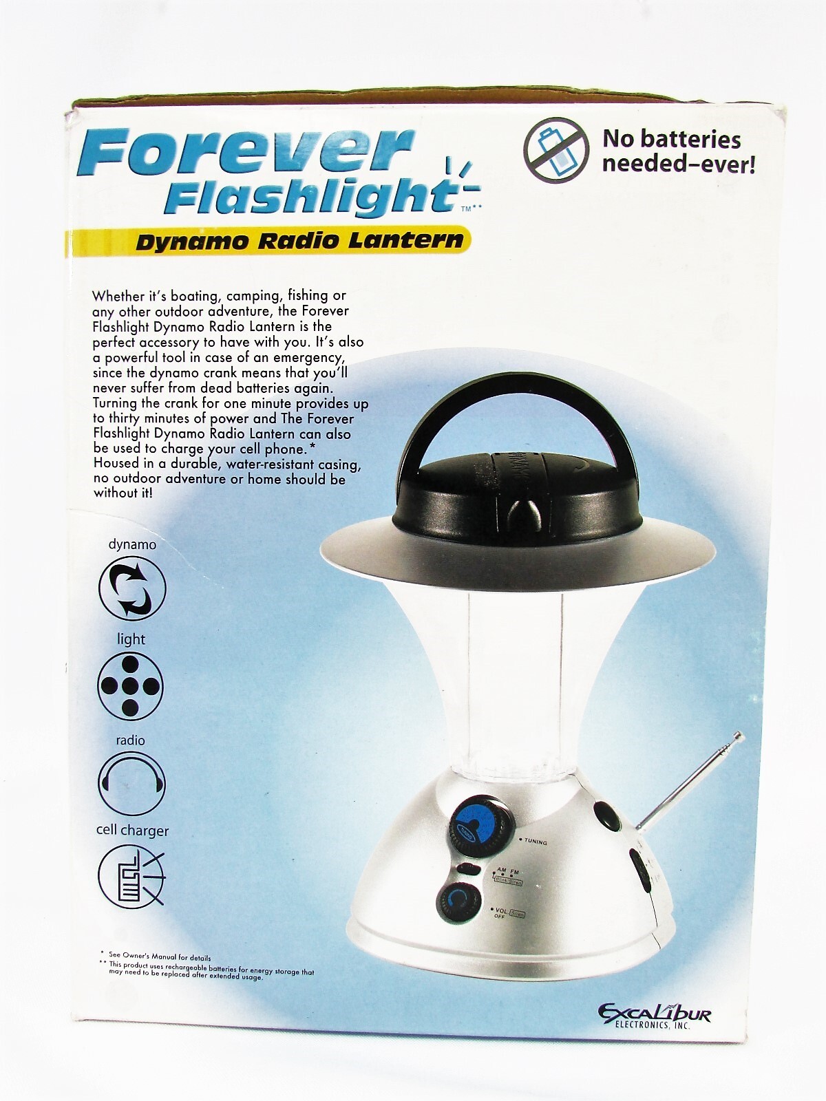 Forever Flashlight Dynamo Radio Lantern Cell Charger Excalibur Electronics H700S for sale online ...