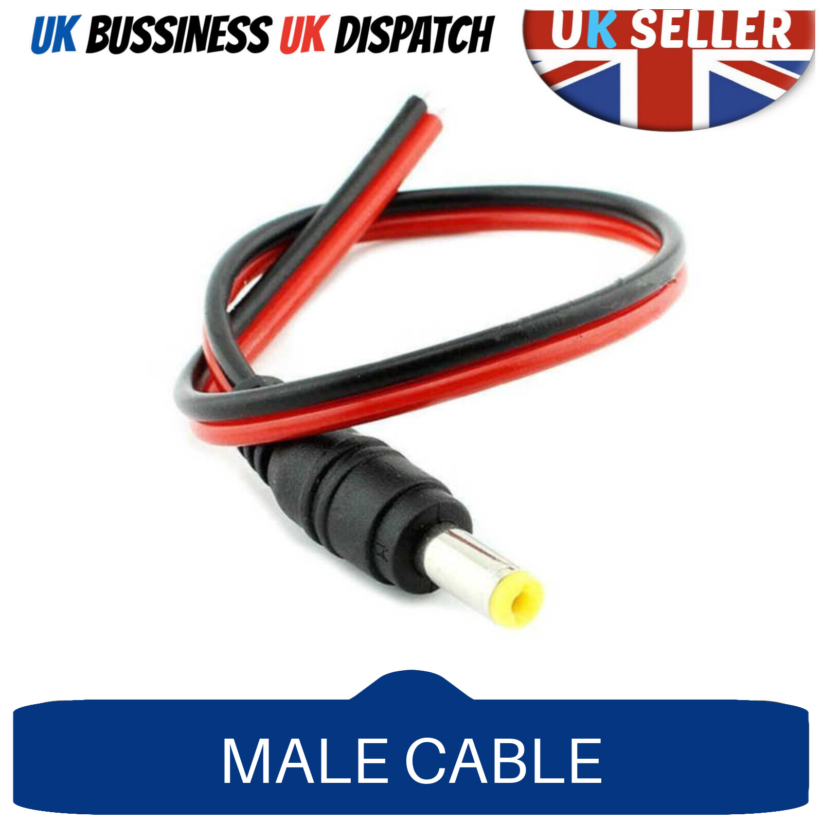 Male / Female 5.5mm x 2.1mm 25cm DC Power Barrel Jack Connector Lead ...