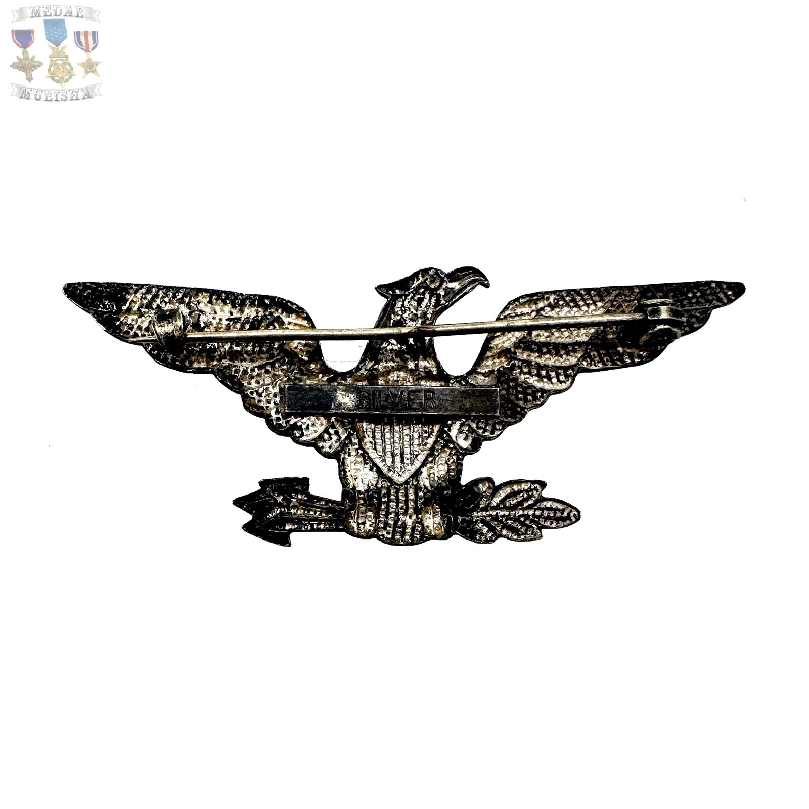 WWI US ARMY USMC COLONEL EAGLES 🦅 INSIGNIA 2” STERLING SILVER BULLION ...