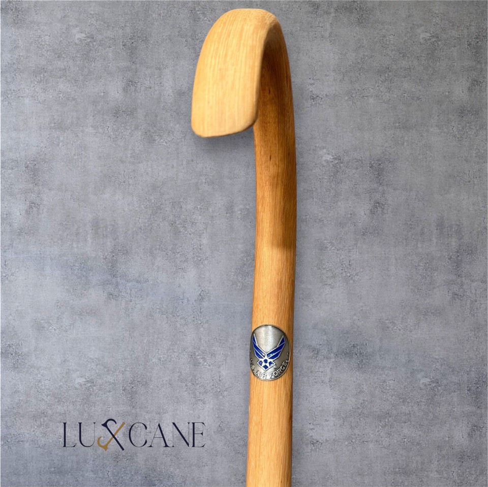 Wooden Walking Cane Stick Mobility USAF Air Force Hickory Masters ...