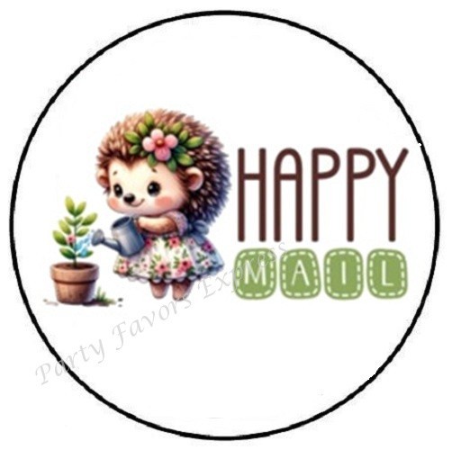HAPPY MAIL HEDGEHOG ENVELOPE SEALS LABELS STICKERS PARTY FAVORS | eBay