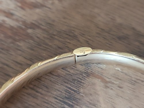 Vintage EternaGold 14K Yellow Gold Candy Stripe 8" Bangle Bracelet- 7.1 ...