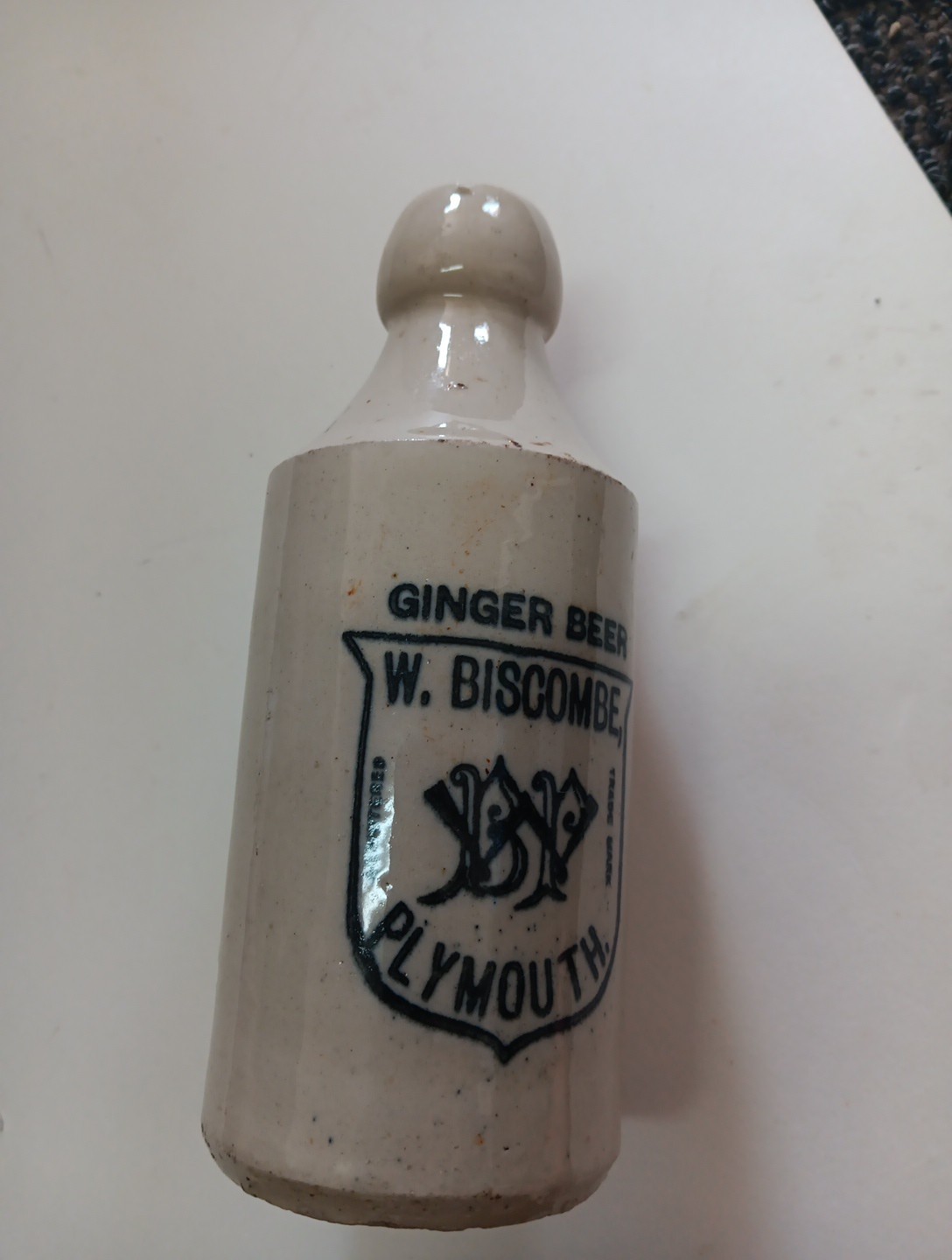 ANTIQUE W. BISCOMBE BP PLYMOUTH GINGER BEER STONEWARE BOTTLE | eBay