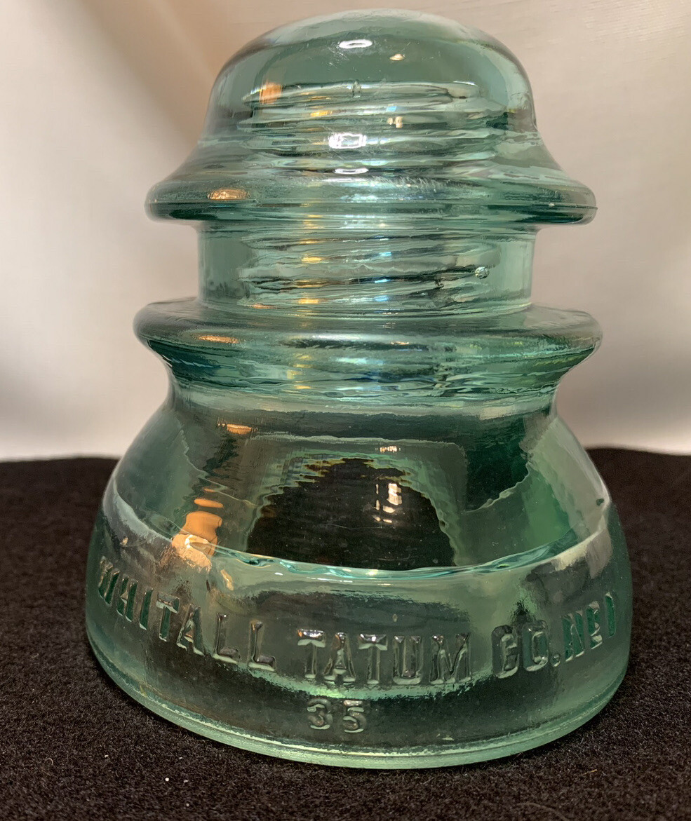 Whitall Tatum Co No 1 Glass Insulator 35 Vintage Light Green/Aqua WT ...