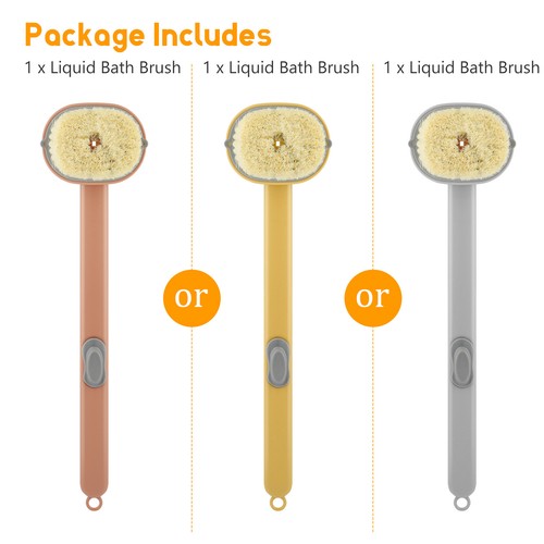 Long Handle Liquid Bath Brush Detachable Back Body Wash Shower Scrubber ...
