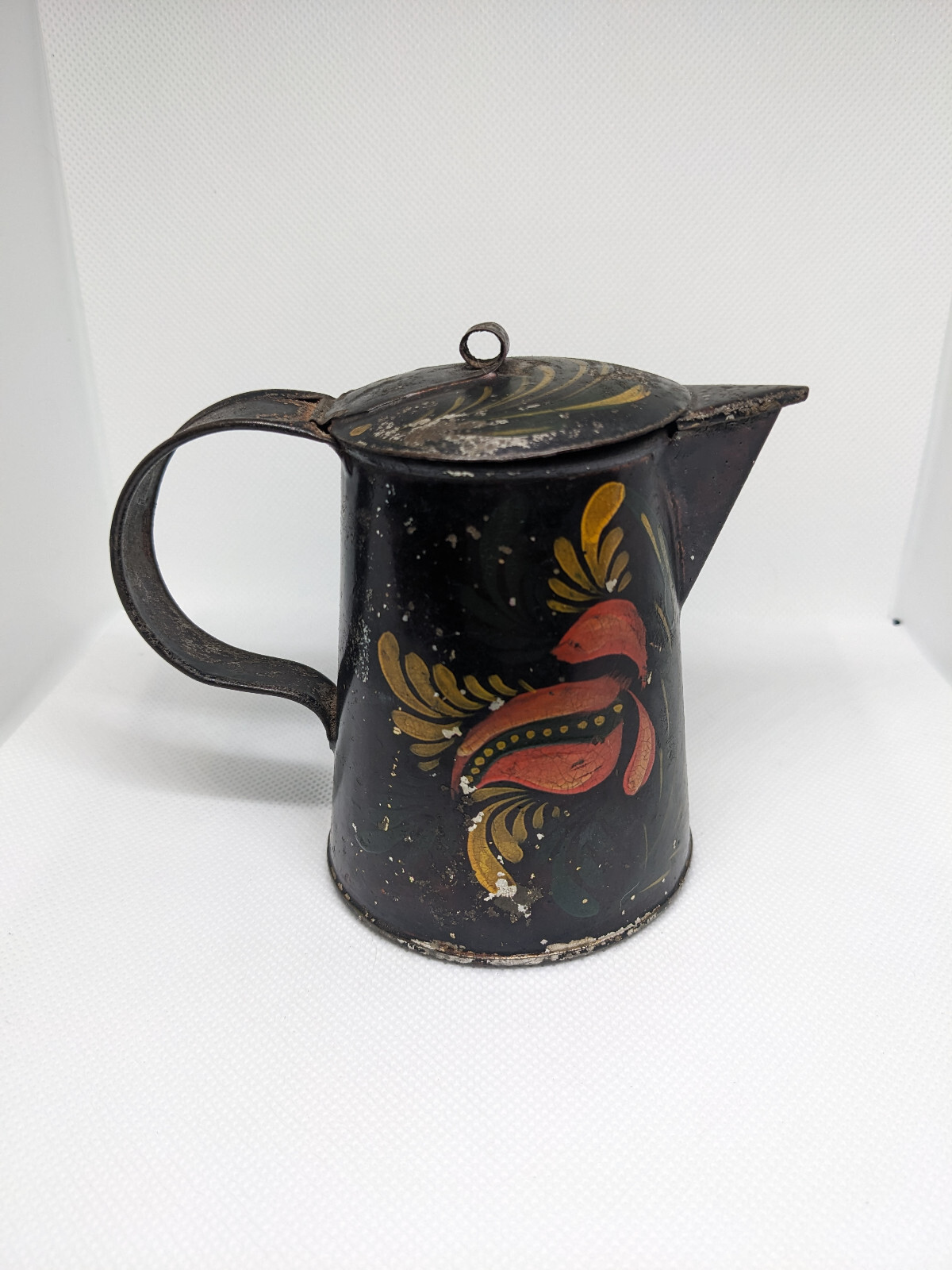 Antique Possible 1830s Oliver Filley Tin Toleware Tinware Syrup Pitcher ...