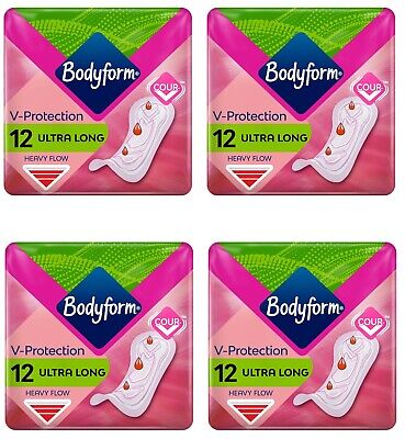 Bodyform Ultra Long Heavy Sanitary Towels Pads 12 per PACK OF 4 | eBay