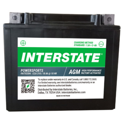 Interstate Batteries YTX20H 12V 18Ah Factory Activated AGM Powersports ...