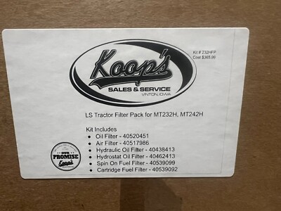 Genuine OEM LS Tractor Filter Pack For MT232H, MT242H Tractors (232HFP ...