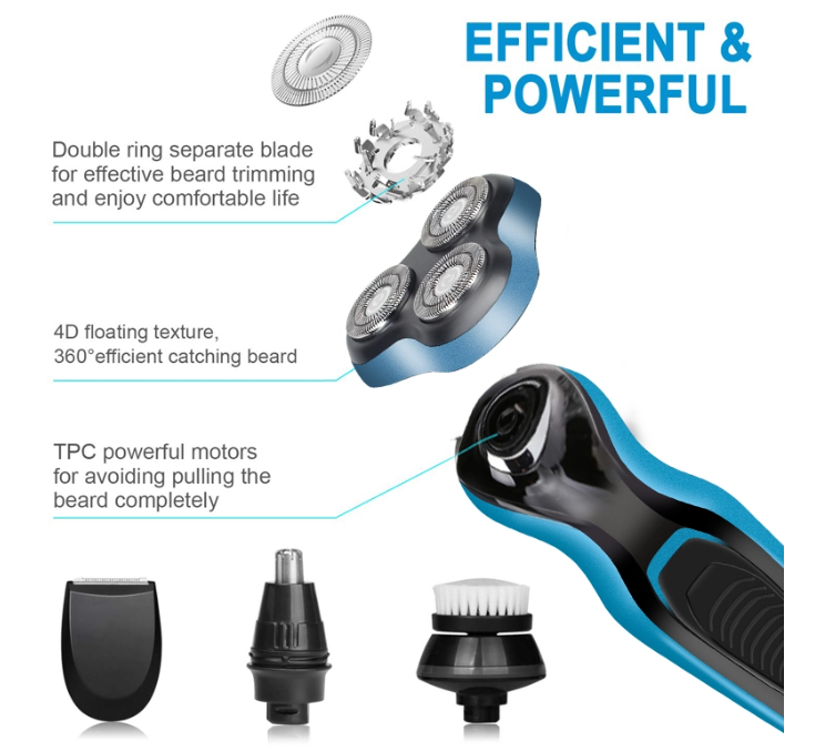 4-in-1 Electric Shaver Razor Waterproof Cordless Rechargeable Head ...