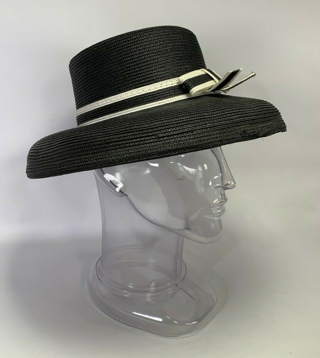 Arlin Black Straw Sun Hat with Bow & Downward Brim | eBay
