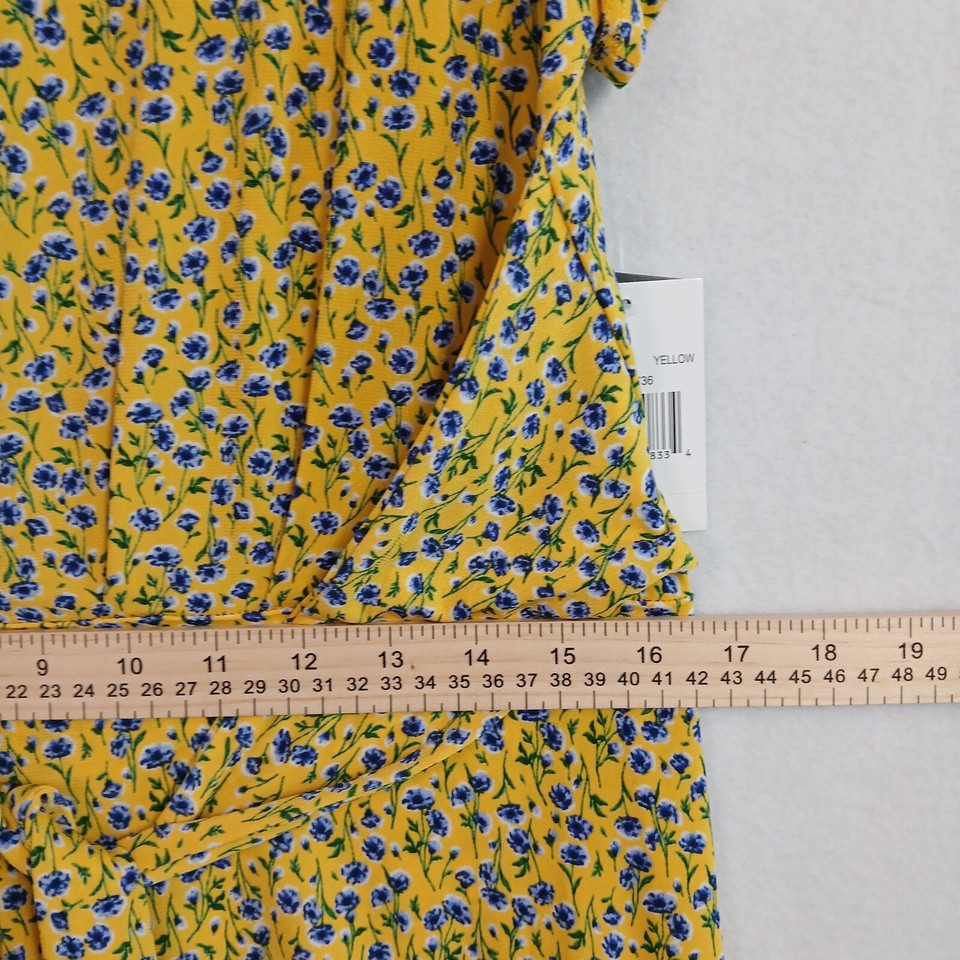 Perceptions New York Yellow Floral Midi Dress M NWT Fit & Flare Short ...