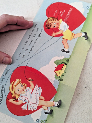 Vintage 1940's UNUSED Girl Skip Together Valentine Greeting Card ...