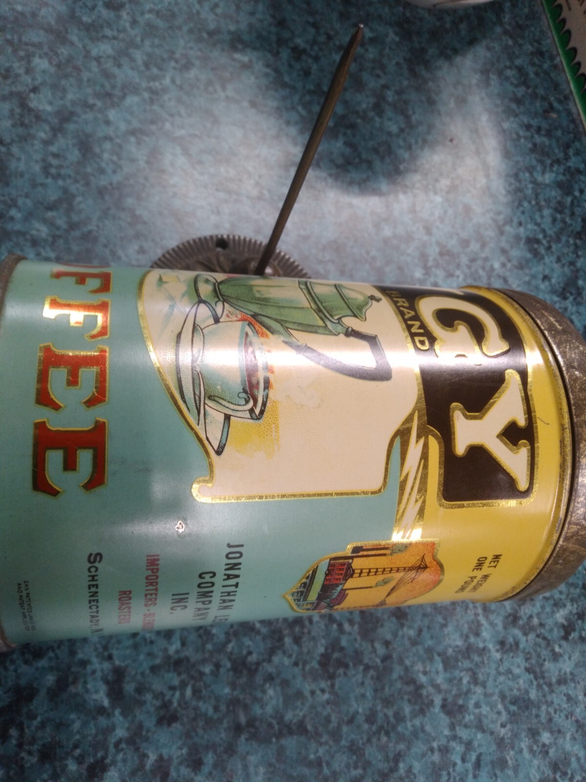 VTG WGY COFFEE CAN 1LB TALL JONATHAN LEVI CO. SCHENECTADY NY | eBay